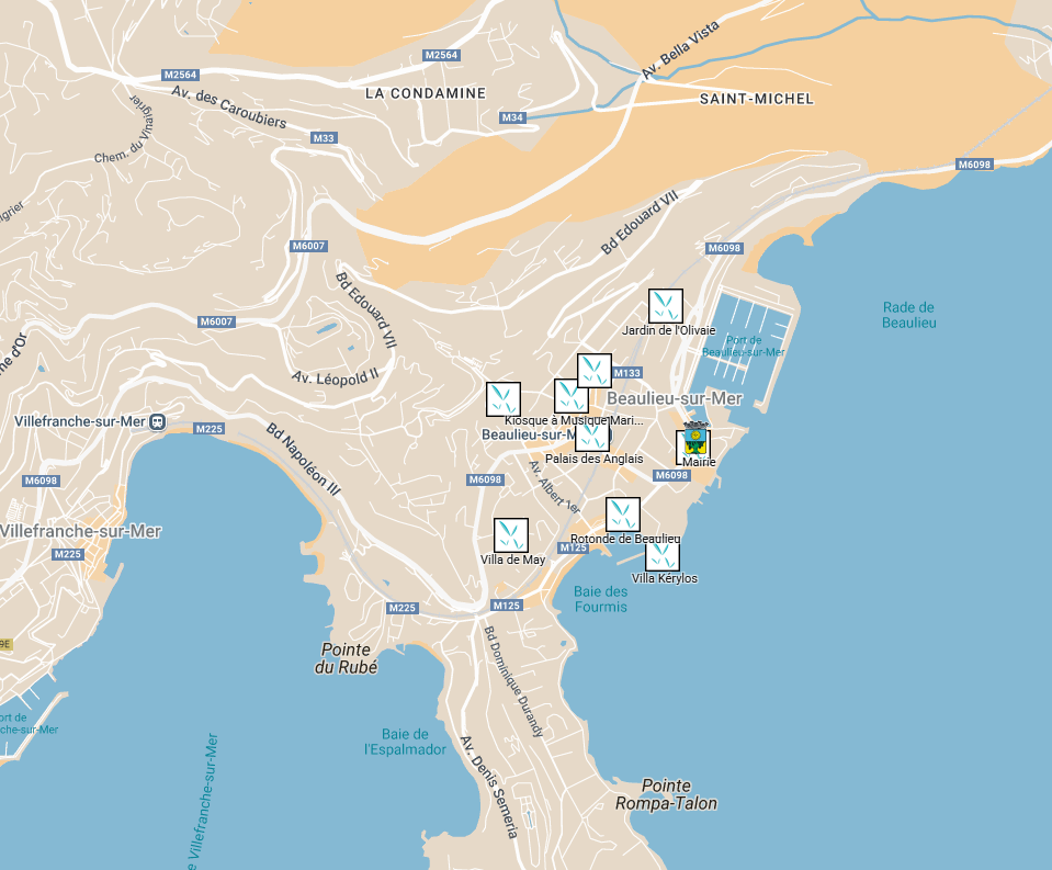 BEAULIEU SUR MER : Une carte interactive recensant les principaux lieux ...